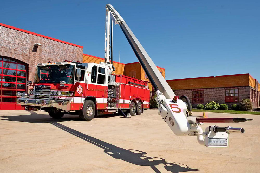 Snozzle High-Reach Extendable Turret Aerial Water Tower | Pierce Mfg